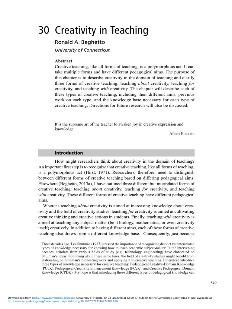 creativity-in-teaching | PDF | Teaching Method | Creativity