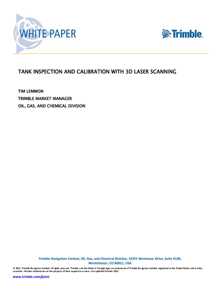 3D Laser Scanning Tank Inspection and Calibration | PDF | Image Scanner ...