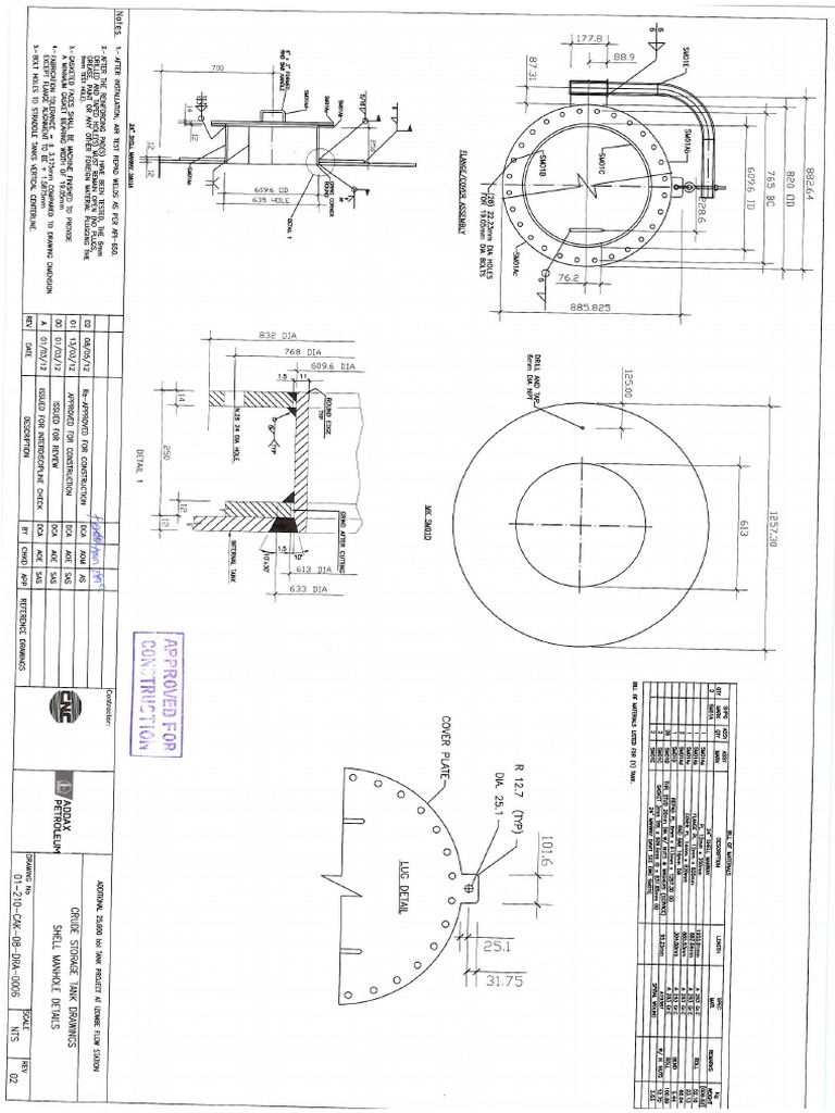 Shell Manhole Davit Detail Dwg. | PDF