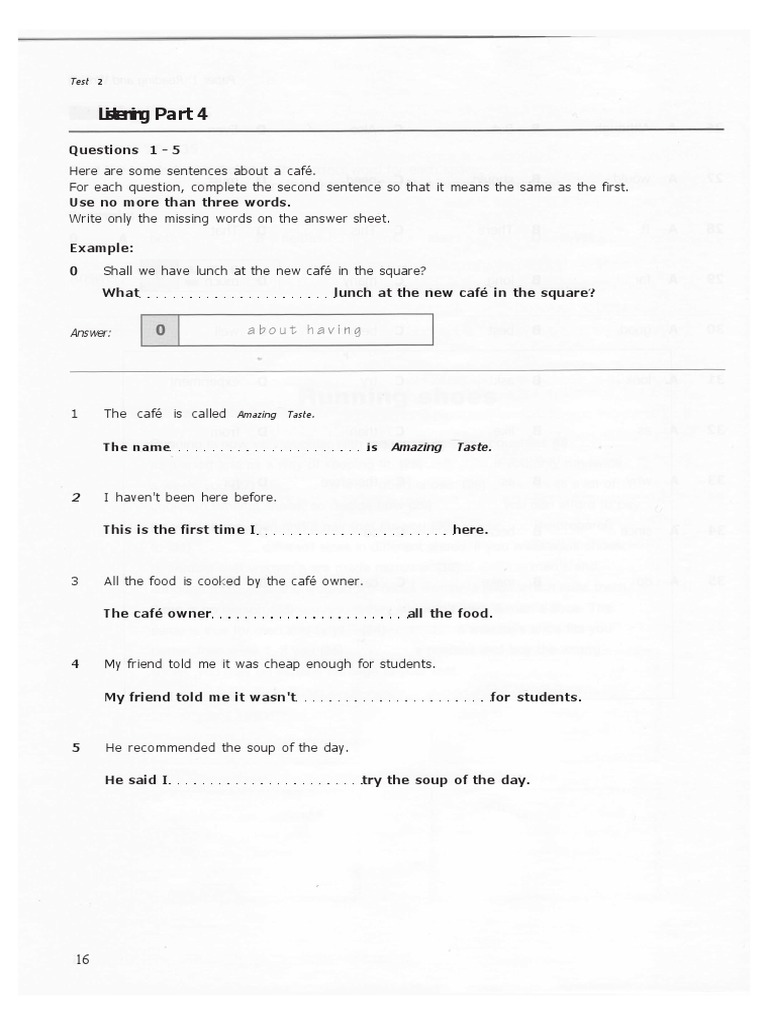 Cambridge PET Listening Test 2 | PDF