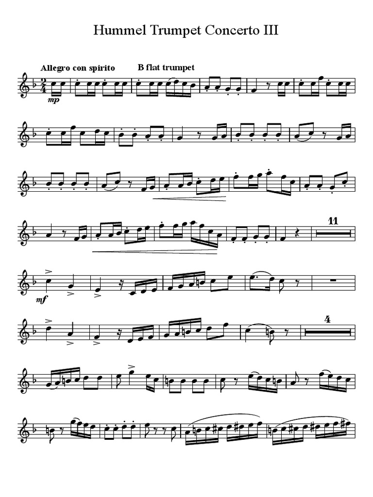 Hummel - Trumpet - Concerto - III B Flat Trumpet | PDF