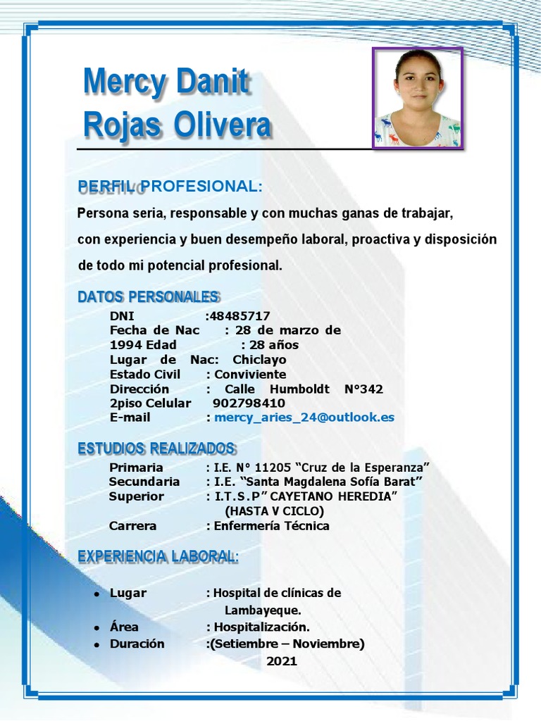 Perfil Profesional de Mercy Rojas | PDF