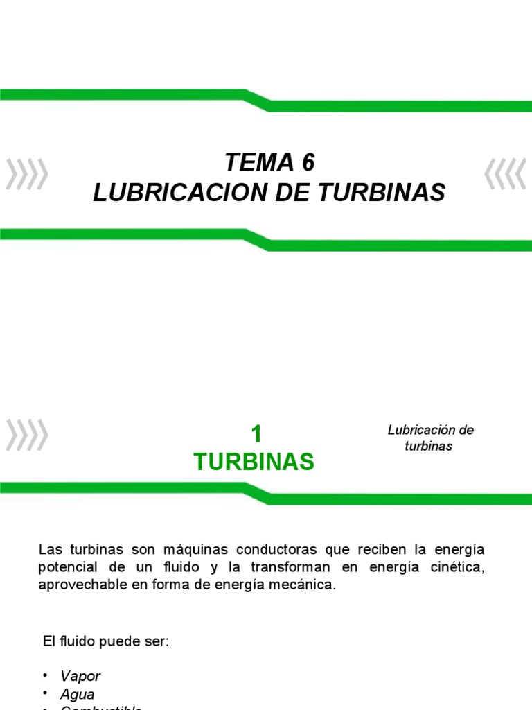 Tema 6 Lubricacion de Turbinas | PDF | Máquina de vapor | Rodamiento (Mecánico)