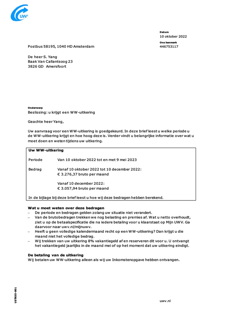 WW-uitkering, Enkel Recht | PDF