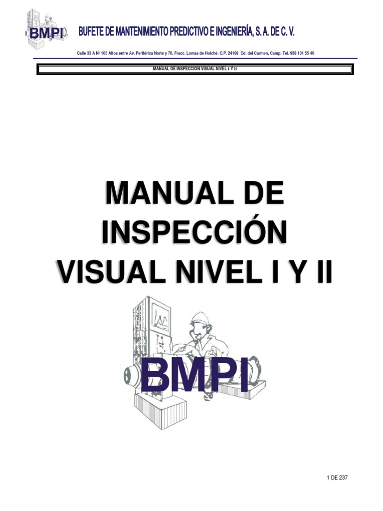 Manual de Inspección Visual Nivel I Y Ii | PDF | Pruebas no destructivas | Ligero