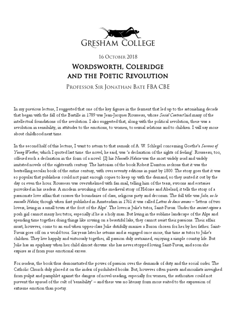 Poetic Revolution | PDF | Samuel Taylor Coleridge | William Wordsworth