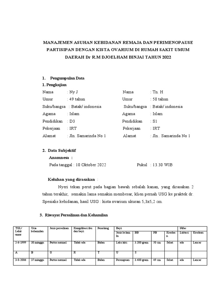 MANAJEMEN ASUHAN KEBIDANAN REMAJA DAN PERIMENOPAUSE PARTISIPAN DENGAN ...