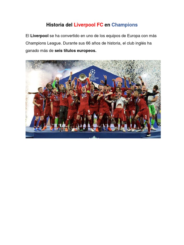Historia Del Liverpool FC en Champions 1 | PDF | Liverpool FC | Liga de ...