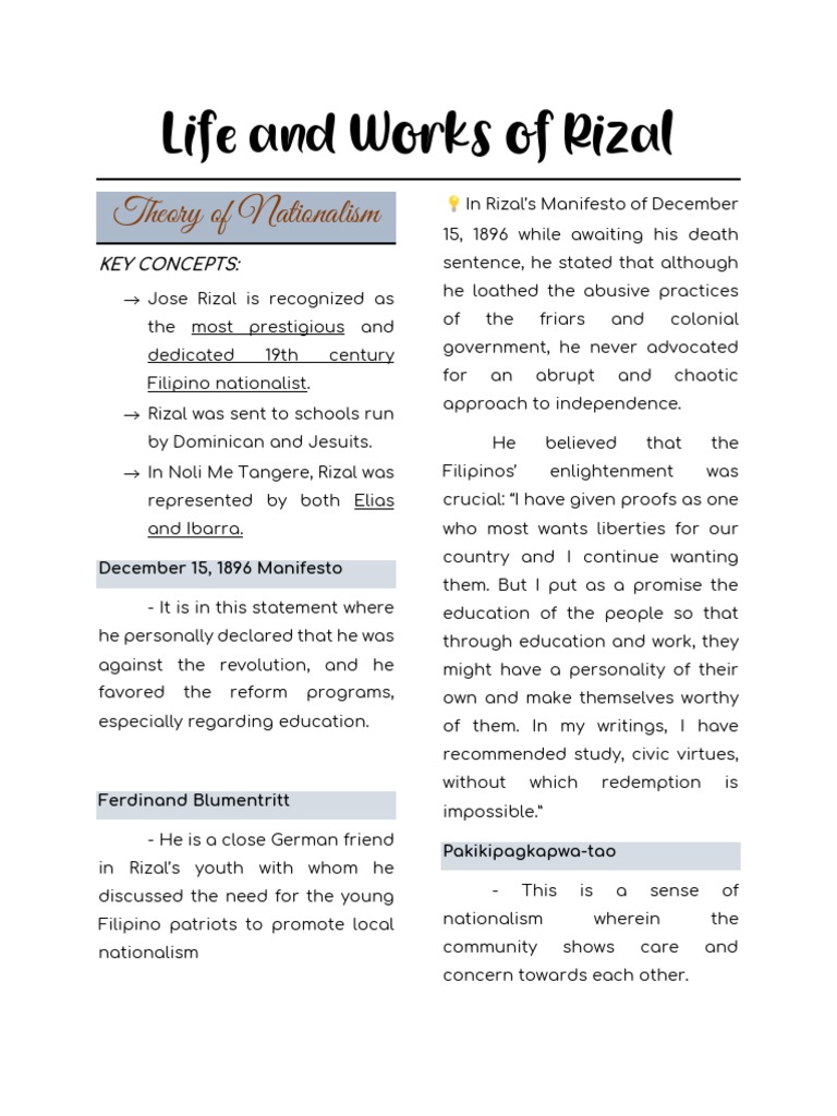Life and Works of Rizal Reviewer | PDF | Philippines
