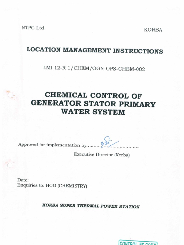 Chemical Control of 500 MW Kwu Bhel Generator Stator Primary Water ...