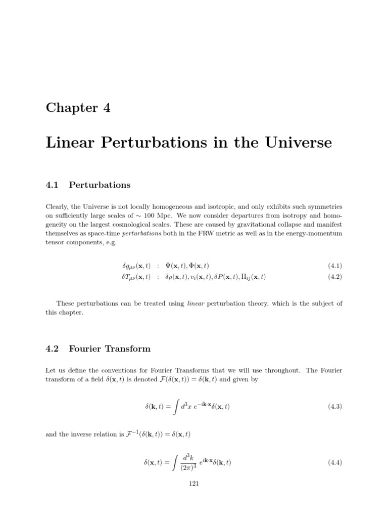 Linear Perturbations In The Universe An Introduction To Scalar