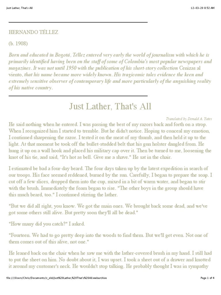 TÉLLEZ - Just Lather, That's All - Barber Razor | PDF | Beard | Razor