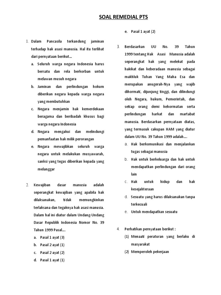 Soal Remedial PTS (Xi) | PDF