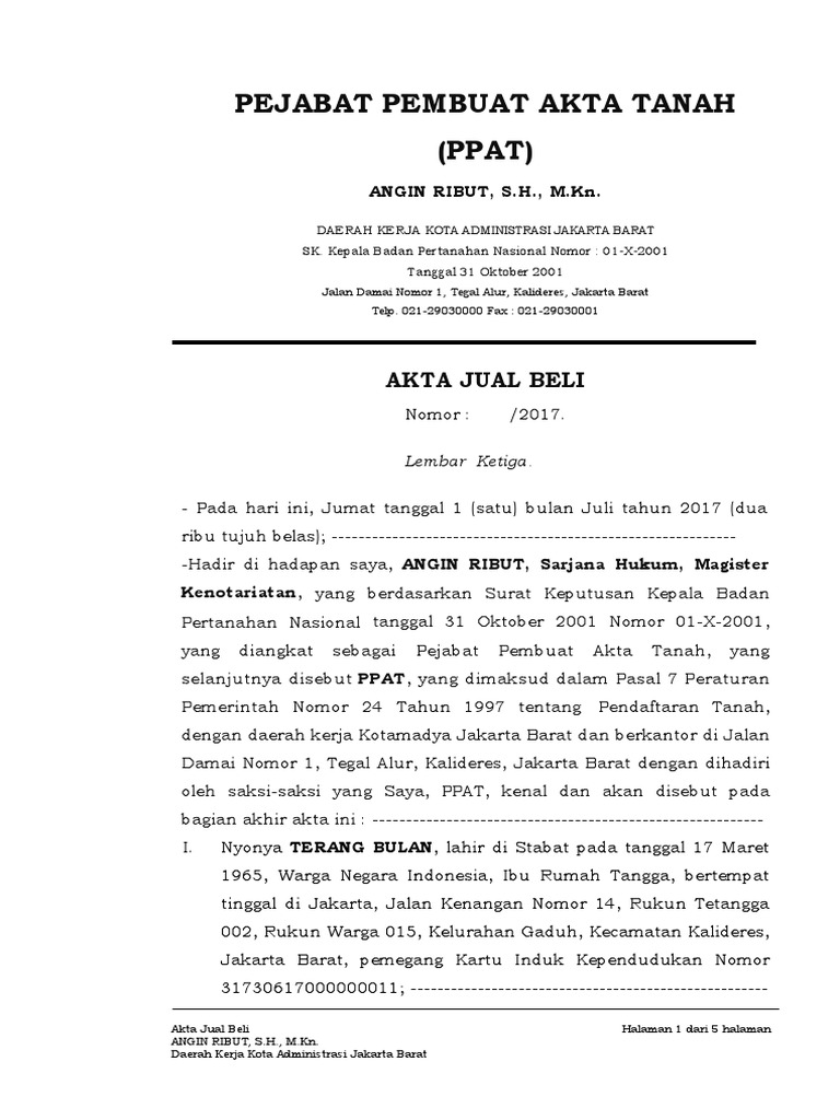 Pejabat Pembuat Akta Tanah (PPAT) | PDF