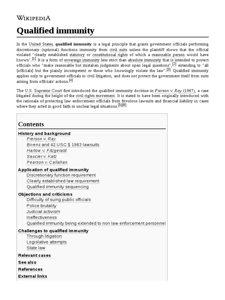 Qualified Immunity | PDF | Qualified Immunity | Common Law