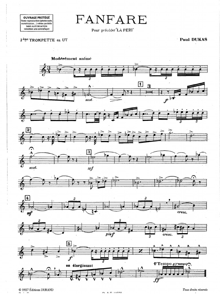 Dukas Fanfare Trumpet 2 | PDF
