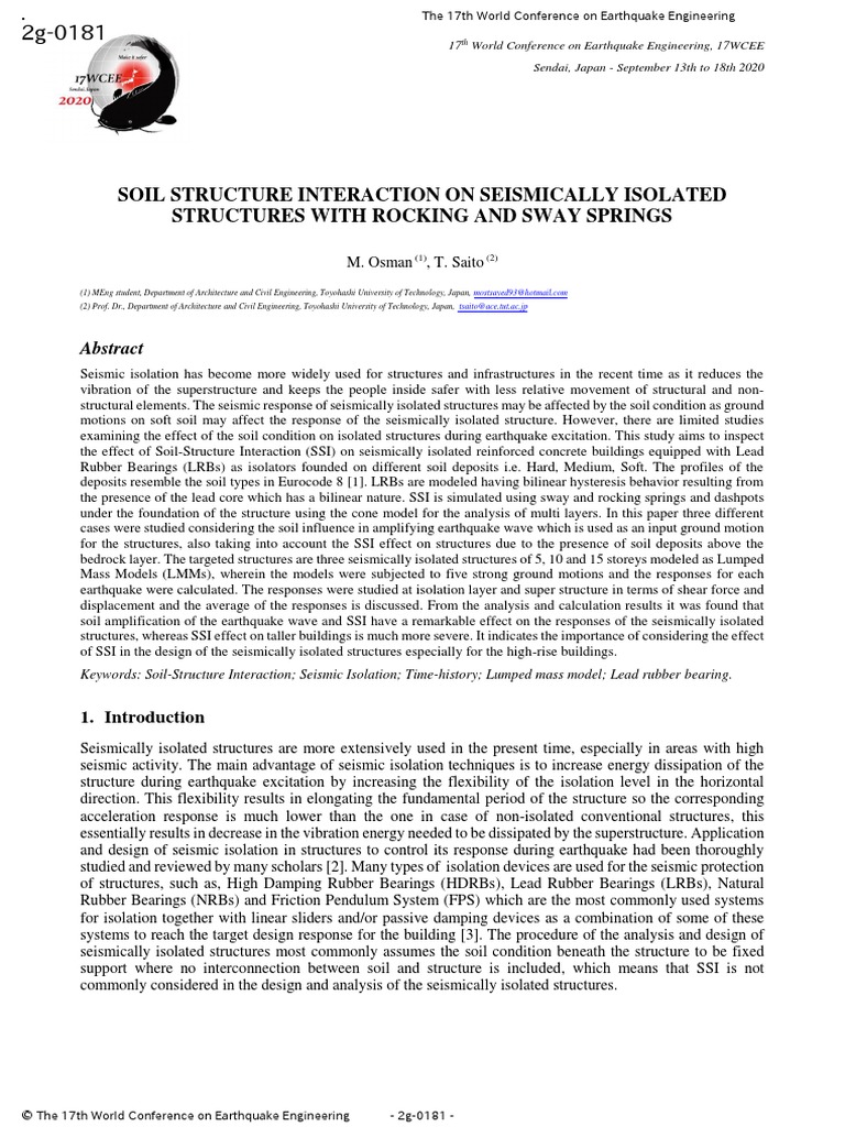 Soil Structure Interaction On Seismically Isolated Structures With Rocking and Sway Springs ...