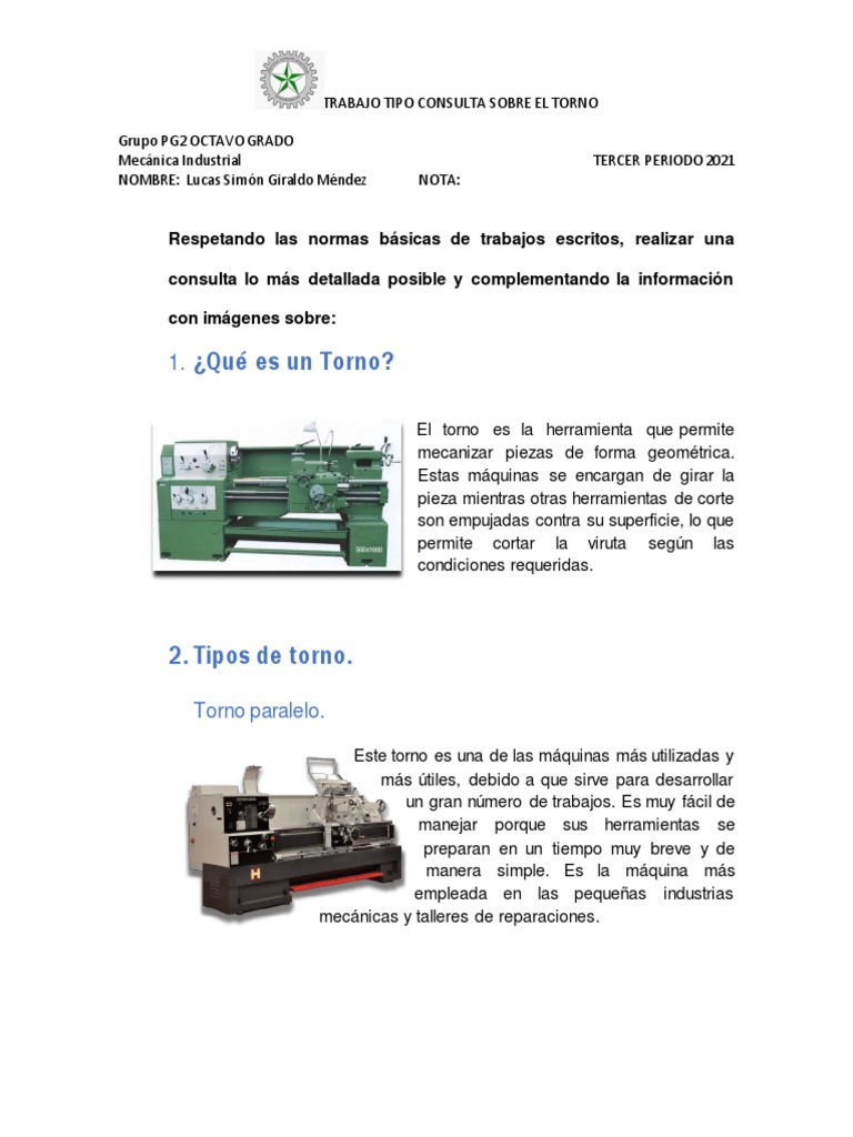 Taller Torno | PDF | Perforar | Mecanizado