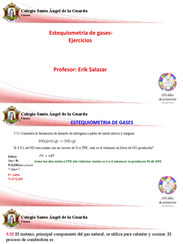 Gases - Estequiometria de Gases | PDF | Ácido clorhídrico | Metano