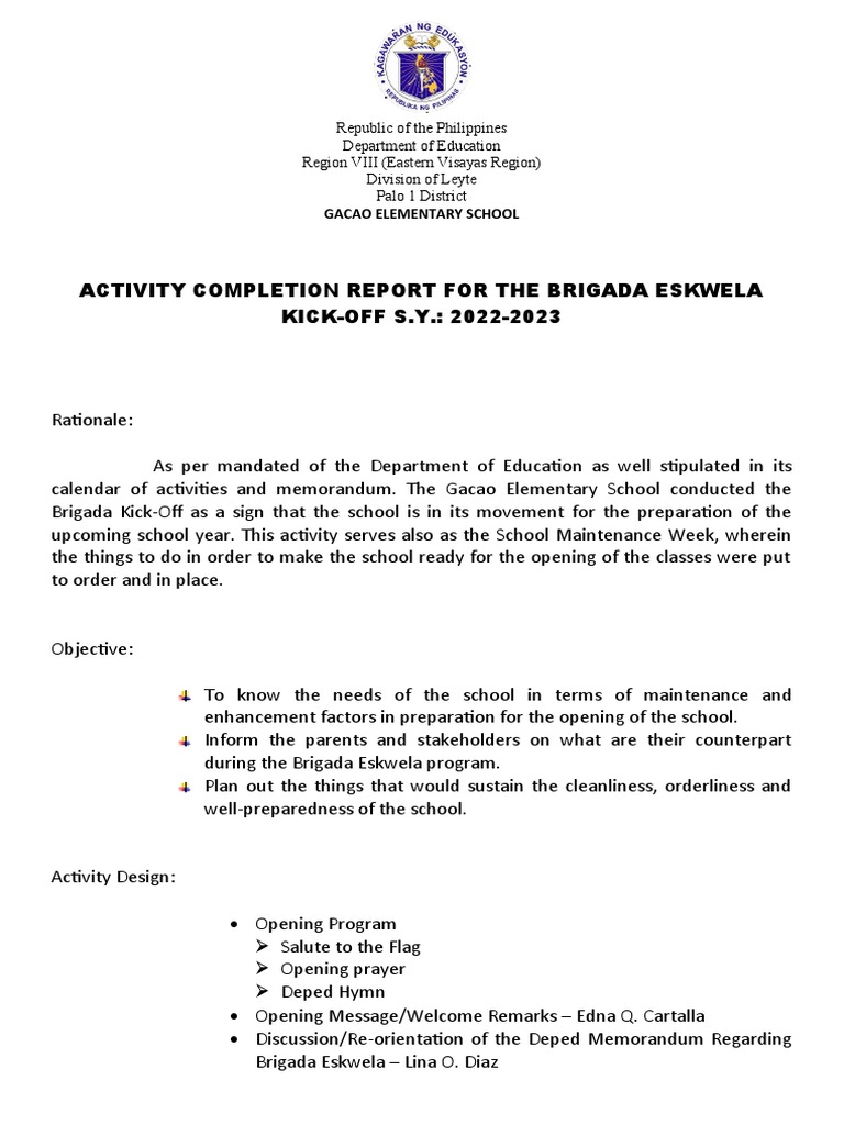 ACR Brigada Eskwela 2022-2023 | PDF