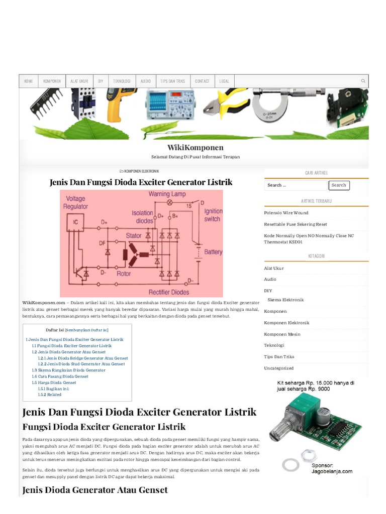 Jenis Dan Fungsi Dioda Exciter Generator Listrik | PDF
