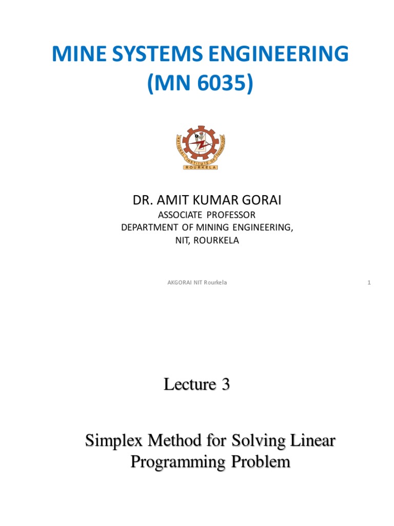 Lecture 3-M1- Simplex Method | PDF | Linear Programming | Computer Programming
