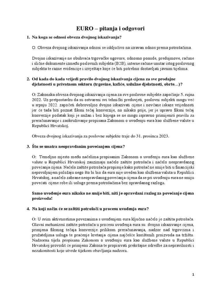 BEURO-najčešća Pitanja I Odgovori | PDF