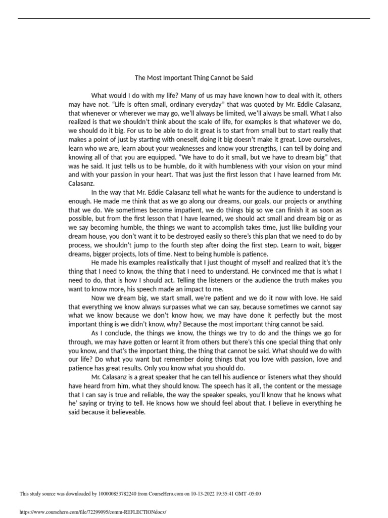 Comm. REFLECTION | PDF