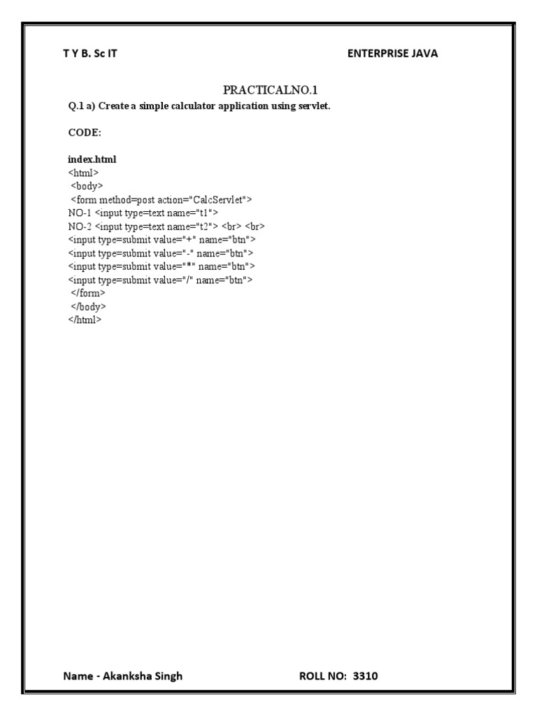 Creating a basic calculator application and login page using servlets | PDF | Ciencias de la ...