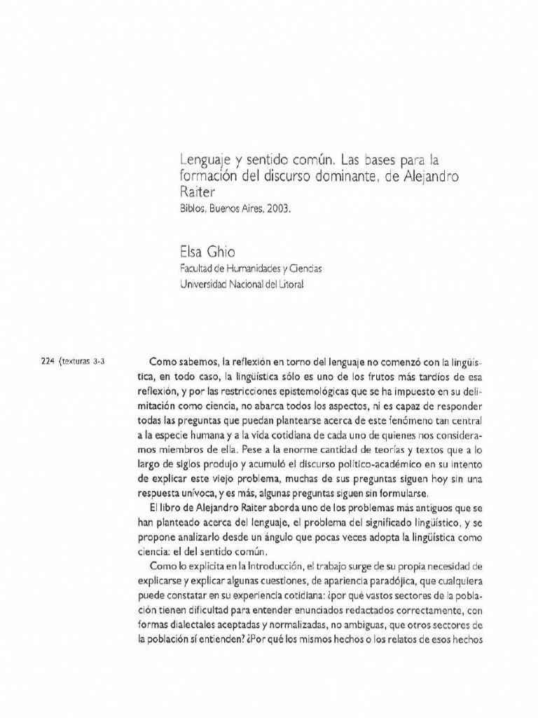 Raiter, A. (2003) Lenguaje y Sentido Común. Las Bases para La Formación ...