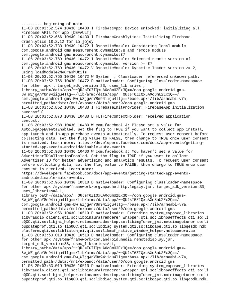 Io - Jojoy Logcat | PDF | Java (Programming Language) | Facebook