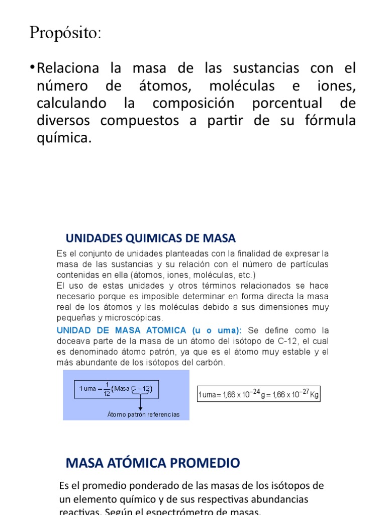UNIDADES DE MASA I MG, Mario Urrunaga | PDF | Mole (Unidad) | Química