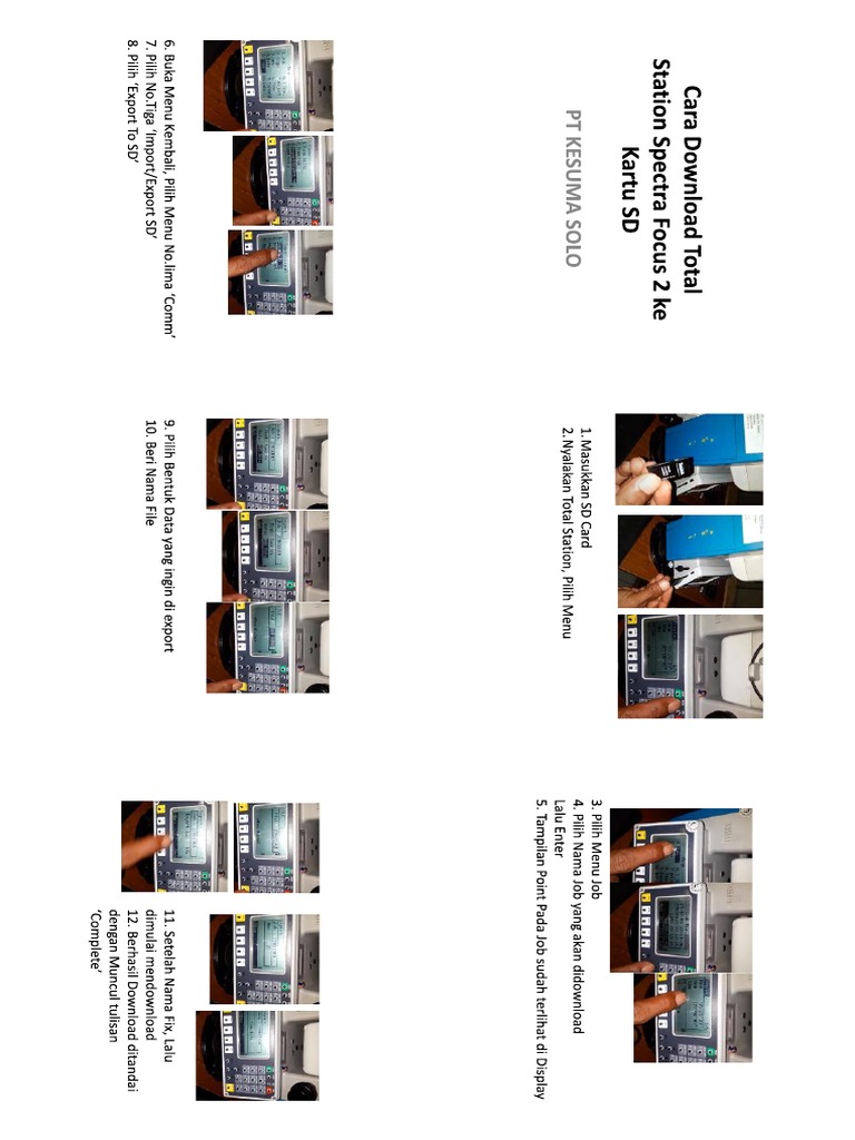 PDF 1 Halaman Cara Download Total Station Spectra Focus 2 Ke SD Card | PDF