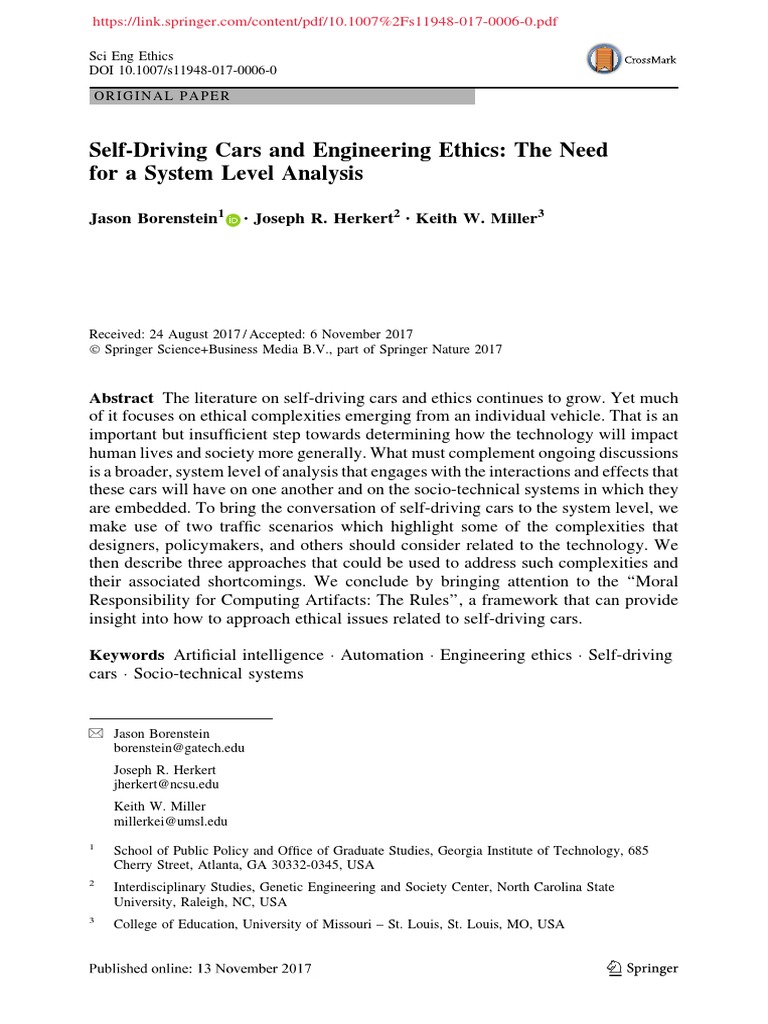 System-Level Ethics in Self-Driving Cars | PDF | Traffic | Car