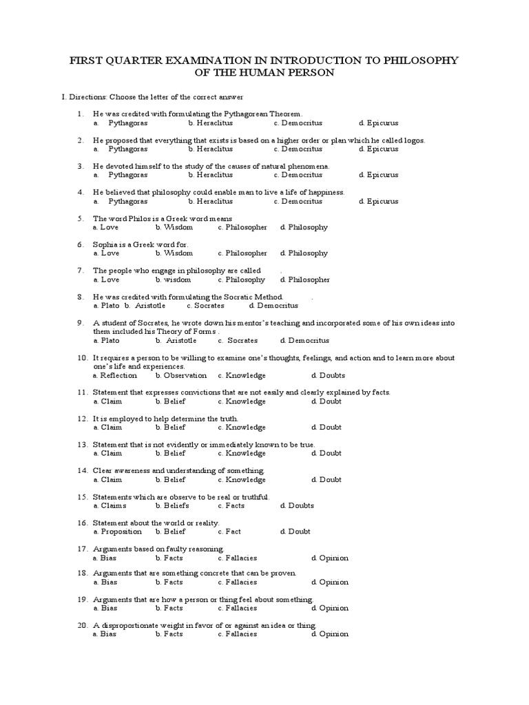 Grade 12 Philosophy Exam Questions | PDF | Fallacy | Argument