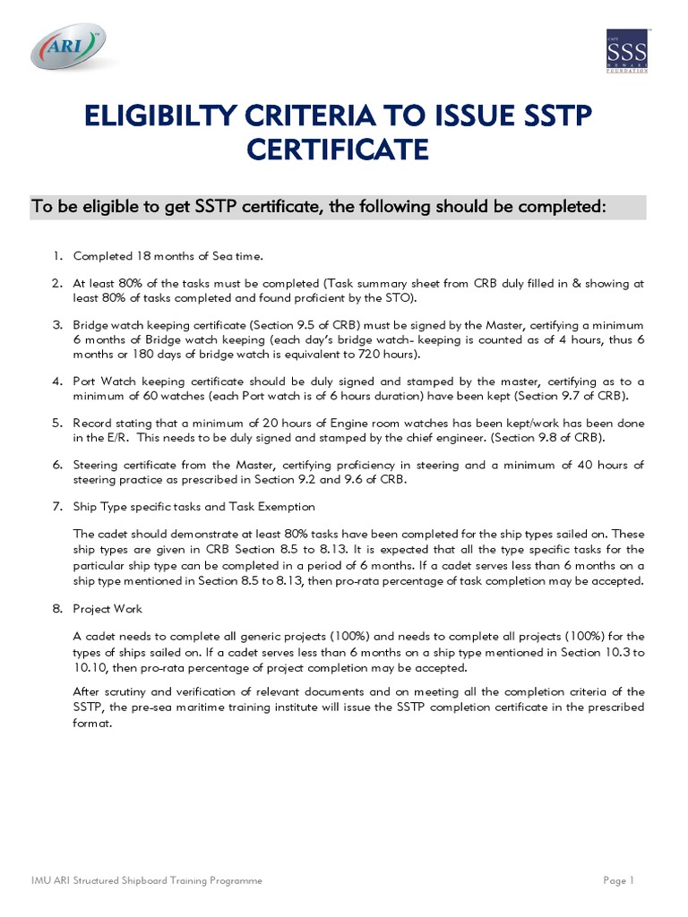 4 Eligibility Criteria To Issue SSTP Certificate | PDF | Business ...