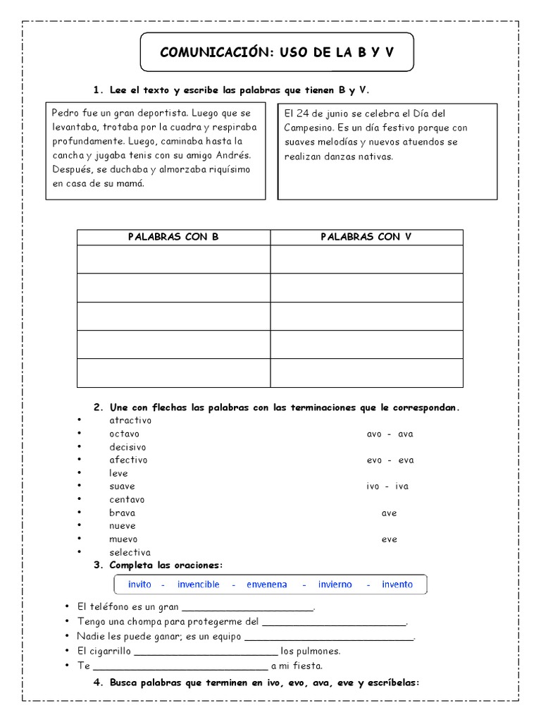 FICHA USO DE LA B y La V. | PDF