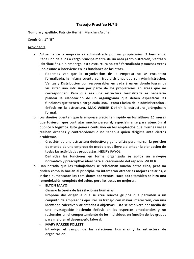 Trabajo Practico N 5 | PDF | Business