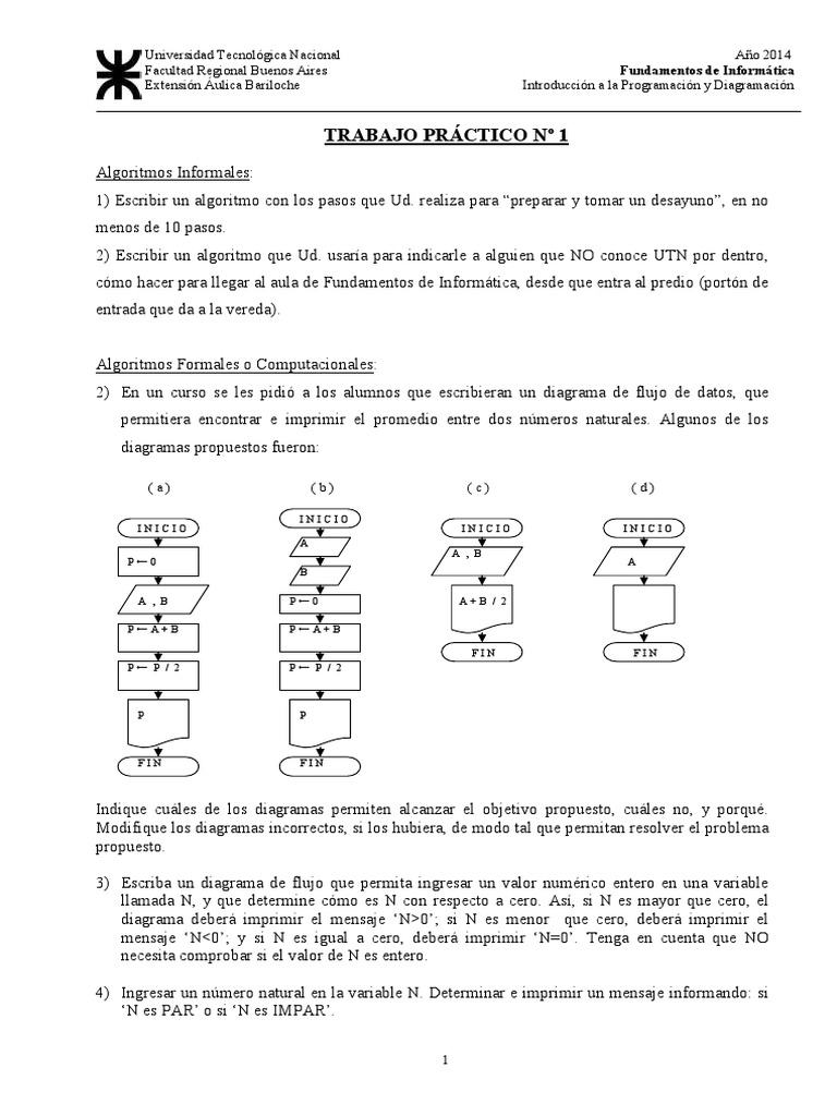 TP-1-2014 - Fundamentos de Informatica | PDF | Entero | Algoritmos