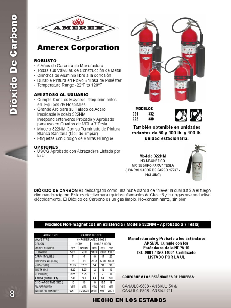 Amerex Co2 y PDF 10 LBS | PDF | Química Física | Materiales de construcción