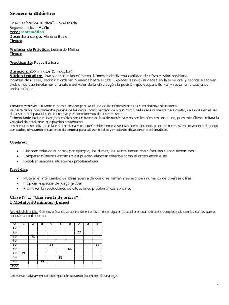 Secuencia Didáctica Matemática 1er Grado | PDF | Cognición