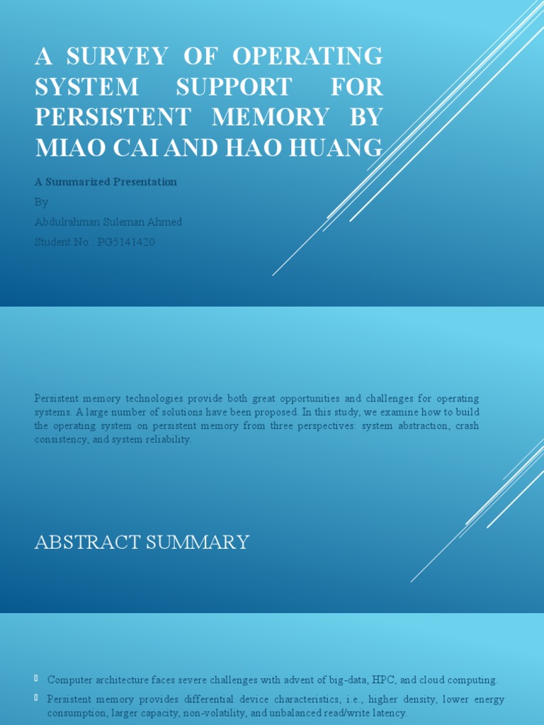 A Survey of Operating System Support For Persistent Memory | PDF | Computer Data Storage | File ...