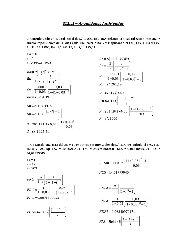 Anualidades Anticipadas | PDF | Crédito | Finanzas y administración del dinero