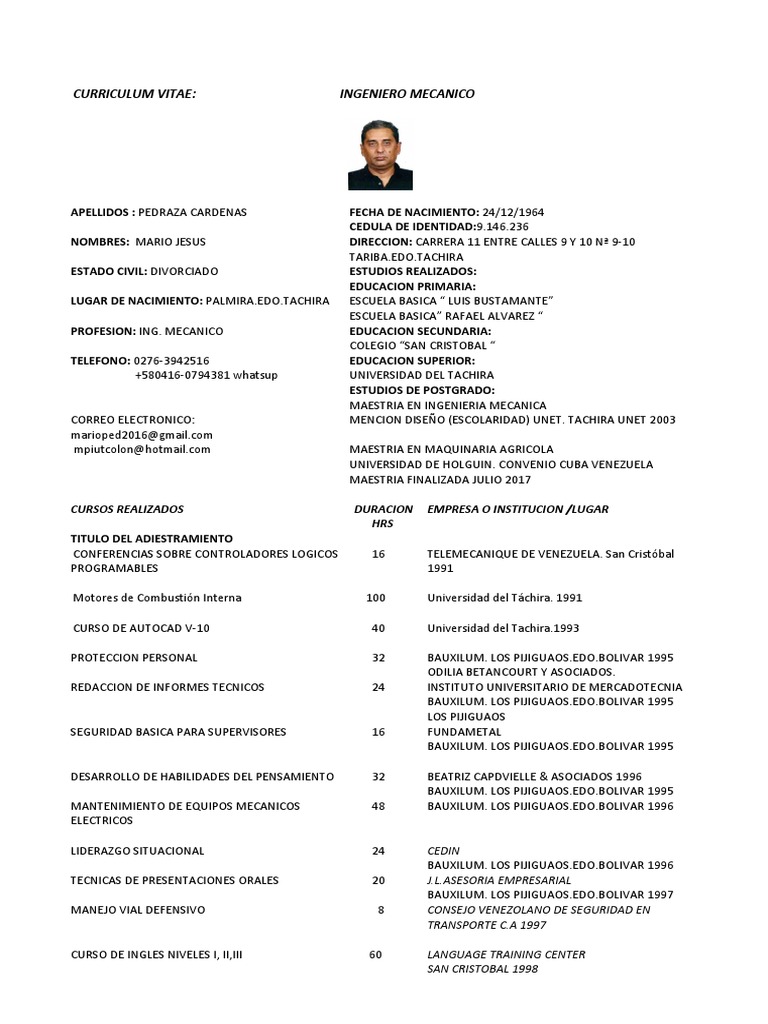 CV Mario Pedraza | PDF | Ingeniería | Science