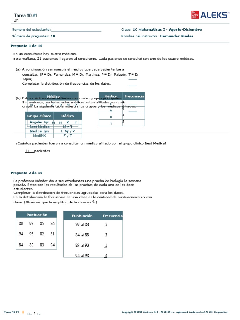 Tarea 10 #1: Pregunta 1 de 10 | PDF