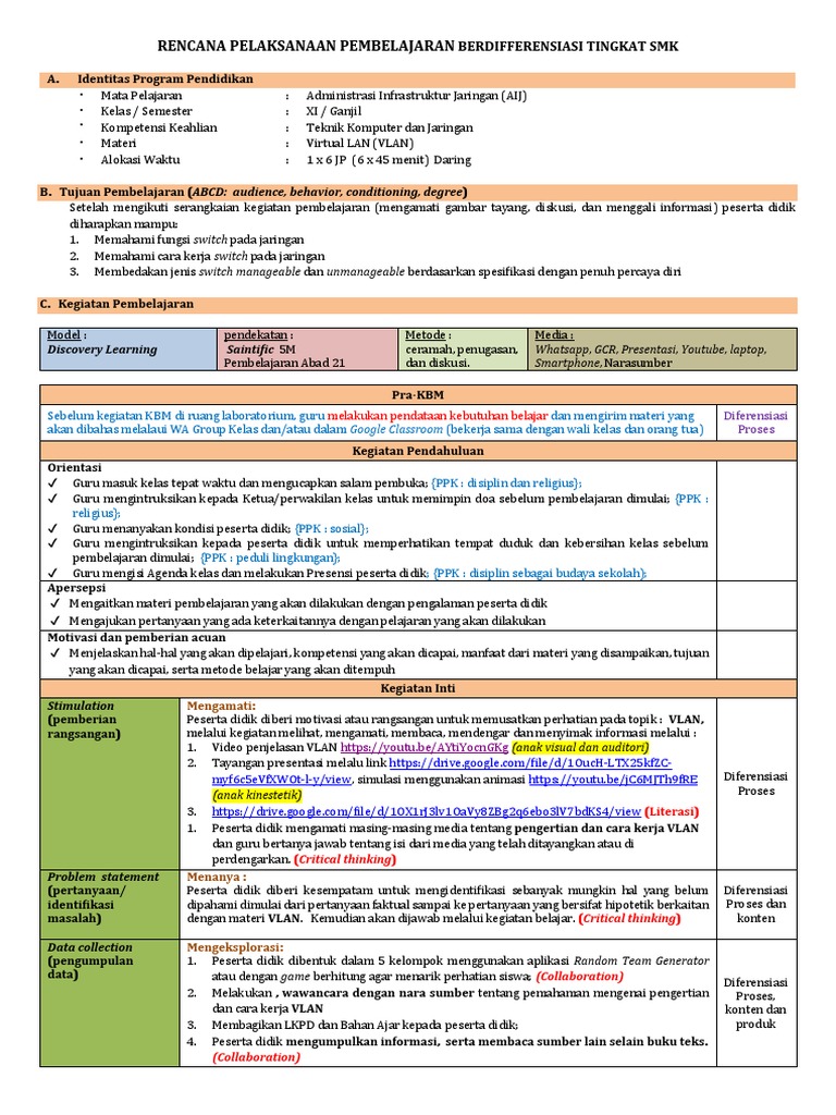 Discovery Learning RPP Diferensiasi SMK - Samsul Alam | PDF