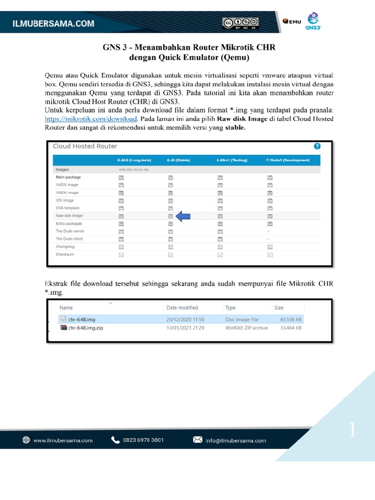 GNS3 - Menambahkan Router Mikrotik CHR Dengan Quick Emulator (Qemu) | PDF