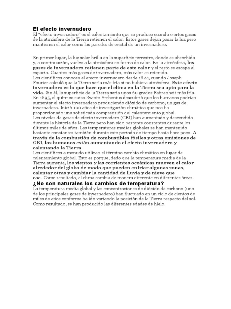 El Efecto Invernadero | PDF