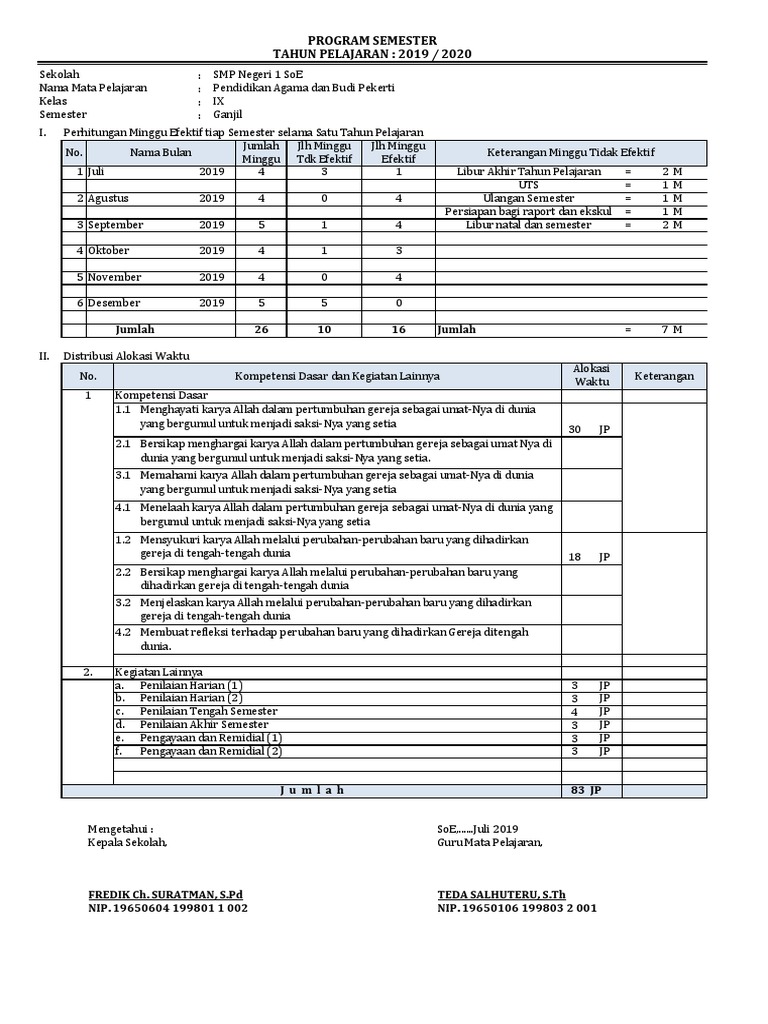 Prosem Semester Ganjil | PDF