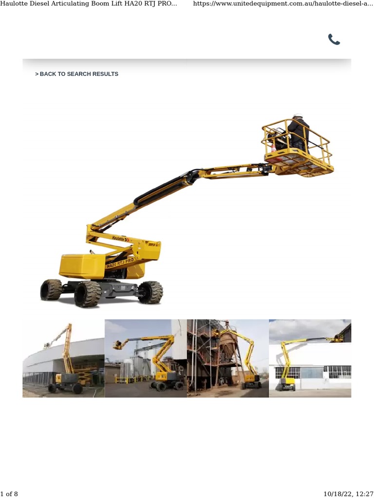 Haulotte Diesel Articulating Boom Lift HA20 RTJ PRO - Boom Lift Equipment | PDF | Transportation ...